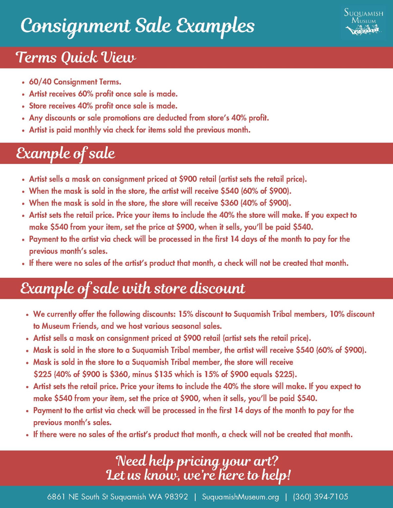 How to Price Consignment - Suquamish Museum